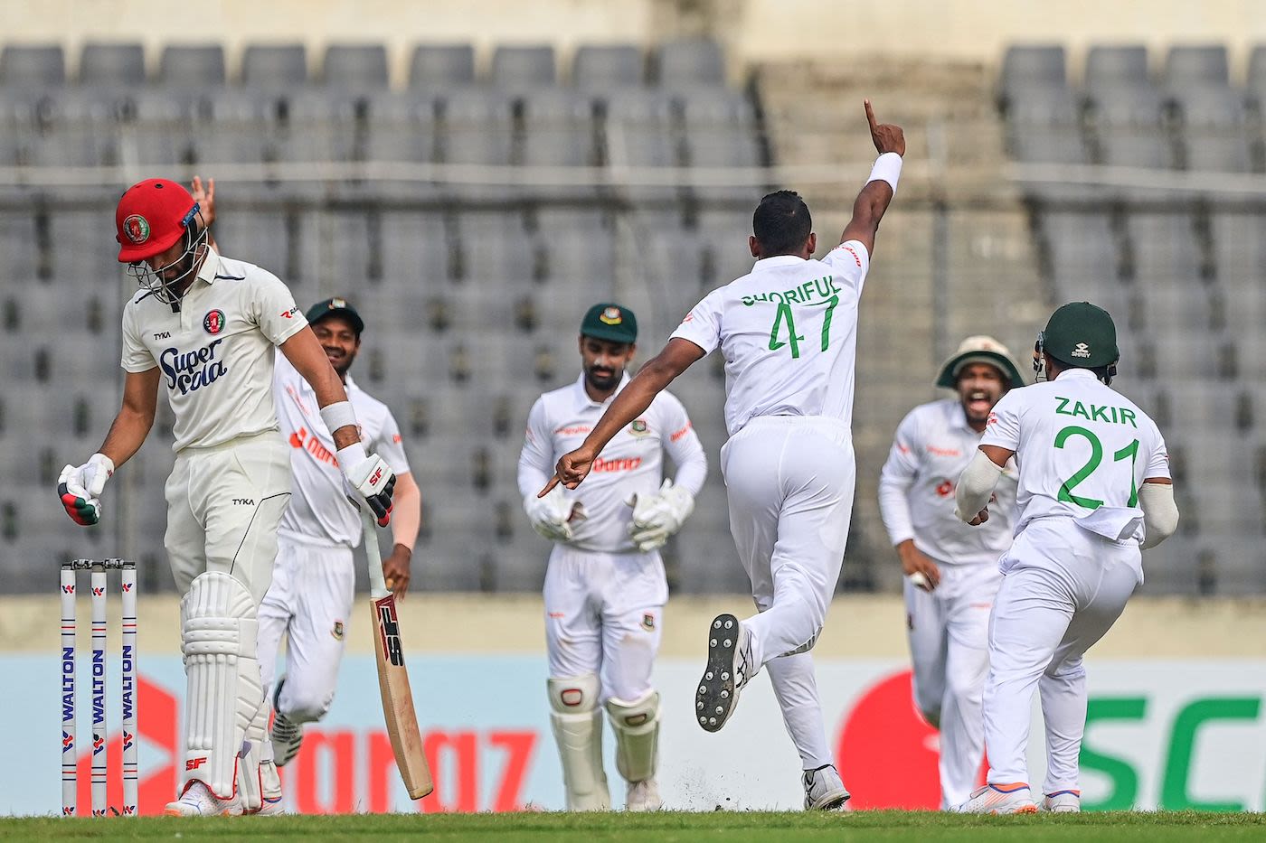 Shoriful Islam dismissed Ibrahim Zadran off the first ball of the ...