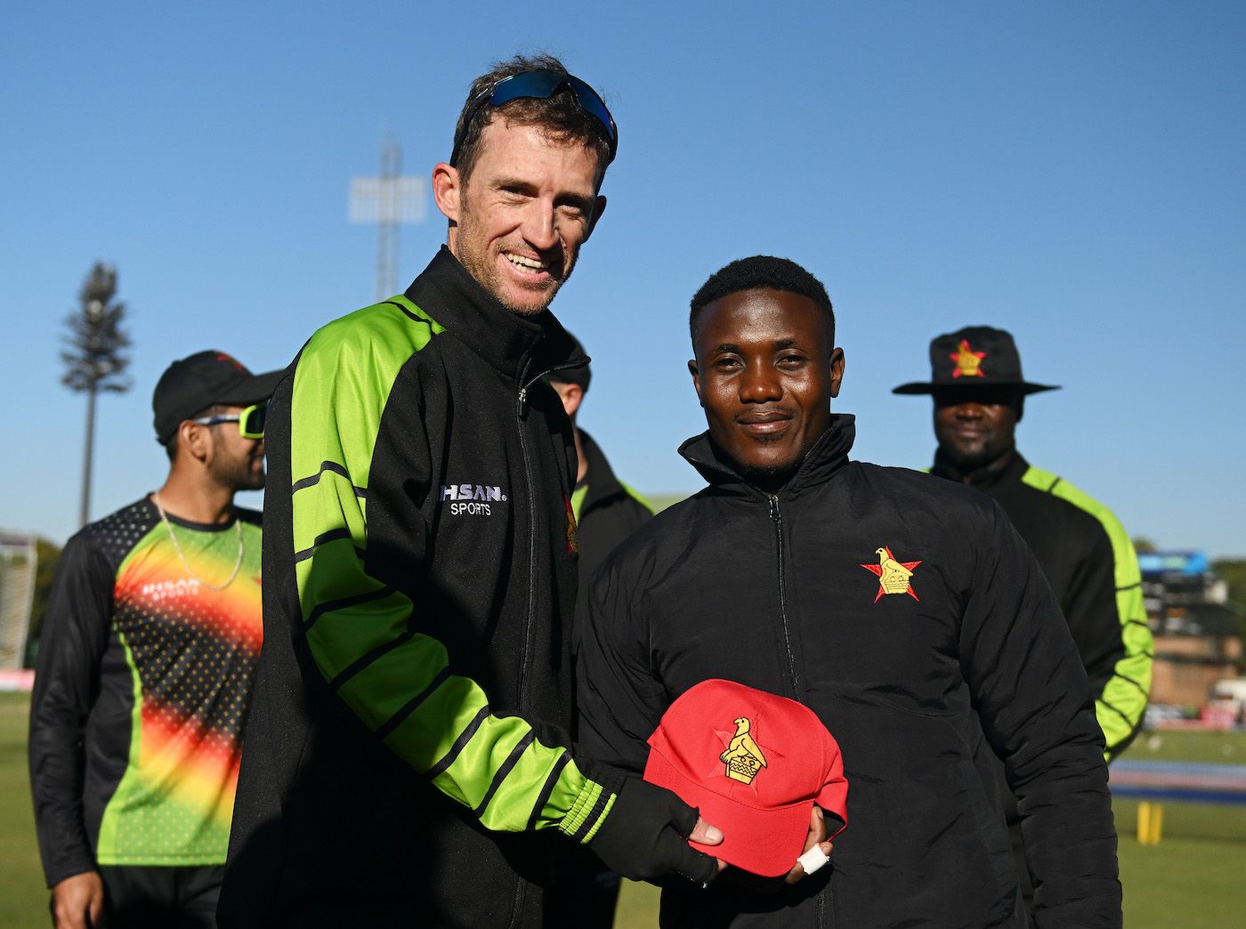 Sean Williams presents Joylord Gumbie with his debut ODI cap ...