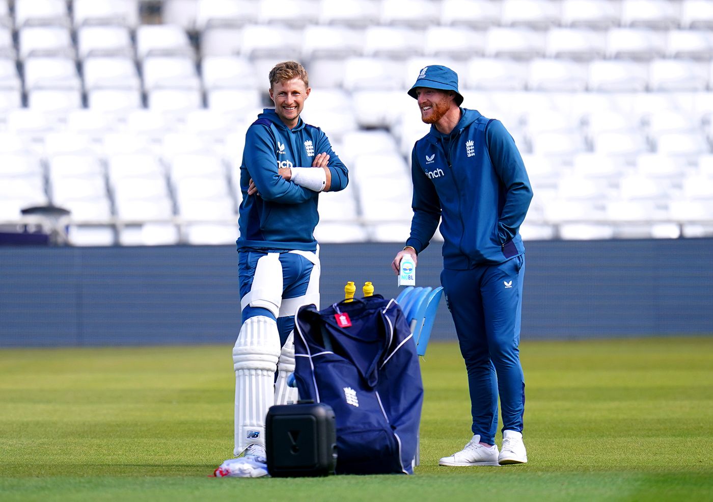 Joe Root and Ben Stokes share a lighter moment at training ...