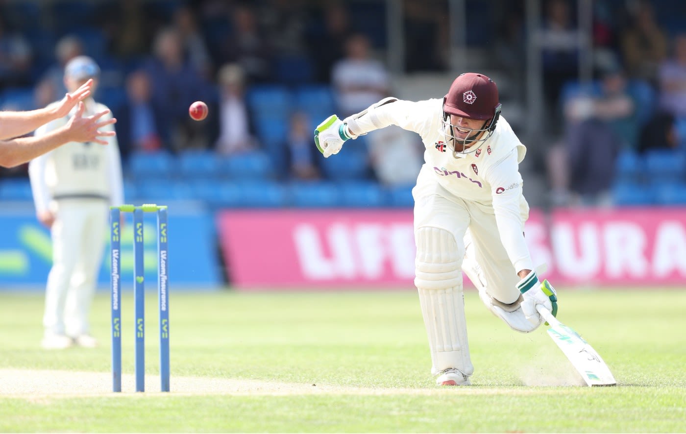 Sam Whiteman scampers for his crease during his battling innings ...