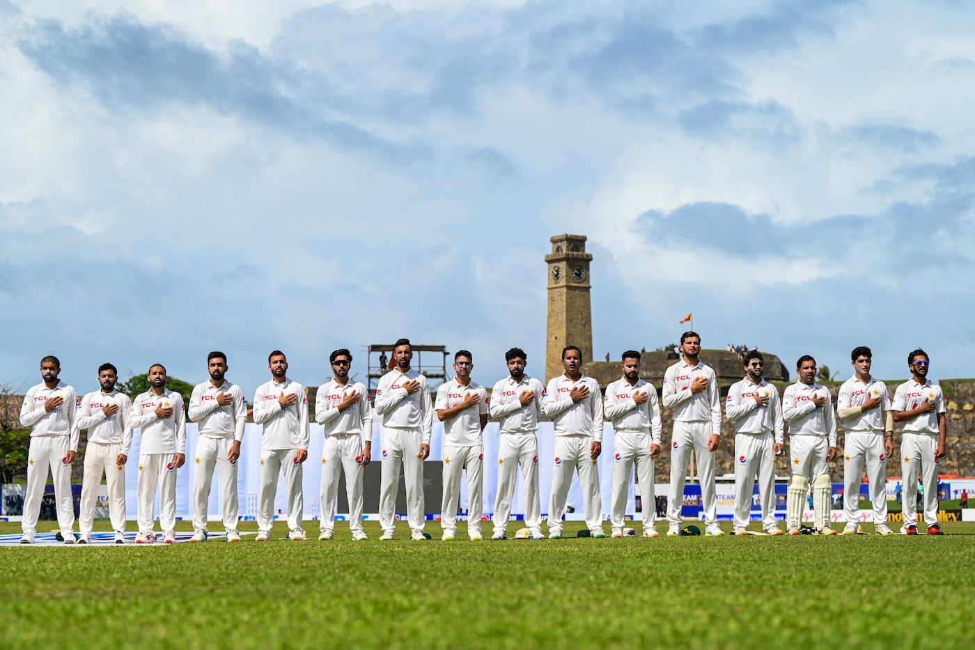 The Pakistan team lines up for the national anthem | ESPNcricinfo.com