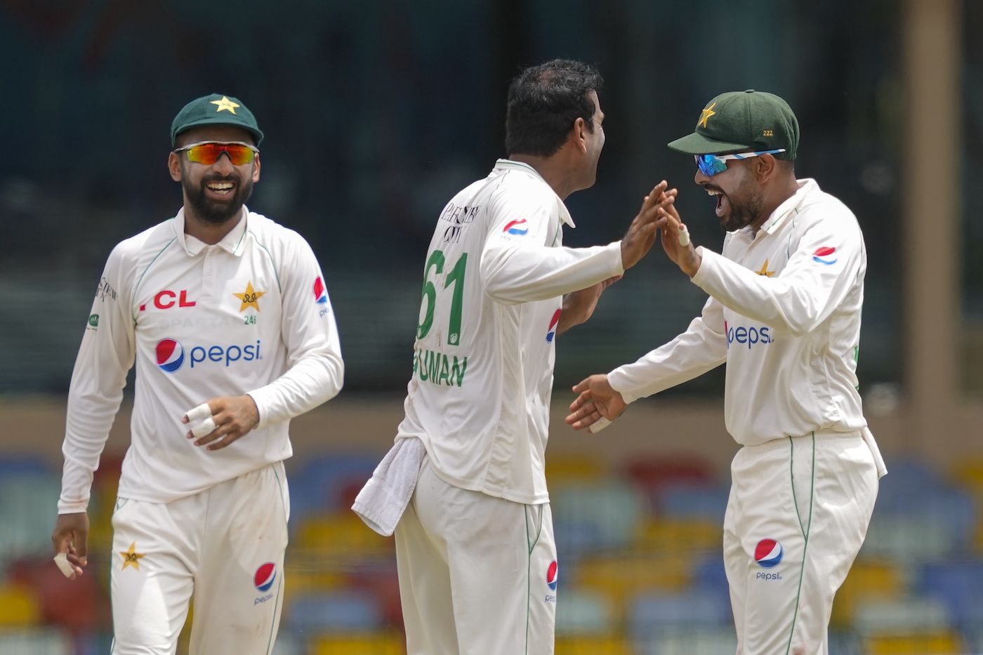 Noman Ali and Babar Azam celebrate the first wicket | ESPNcricinfo.com