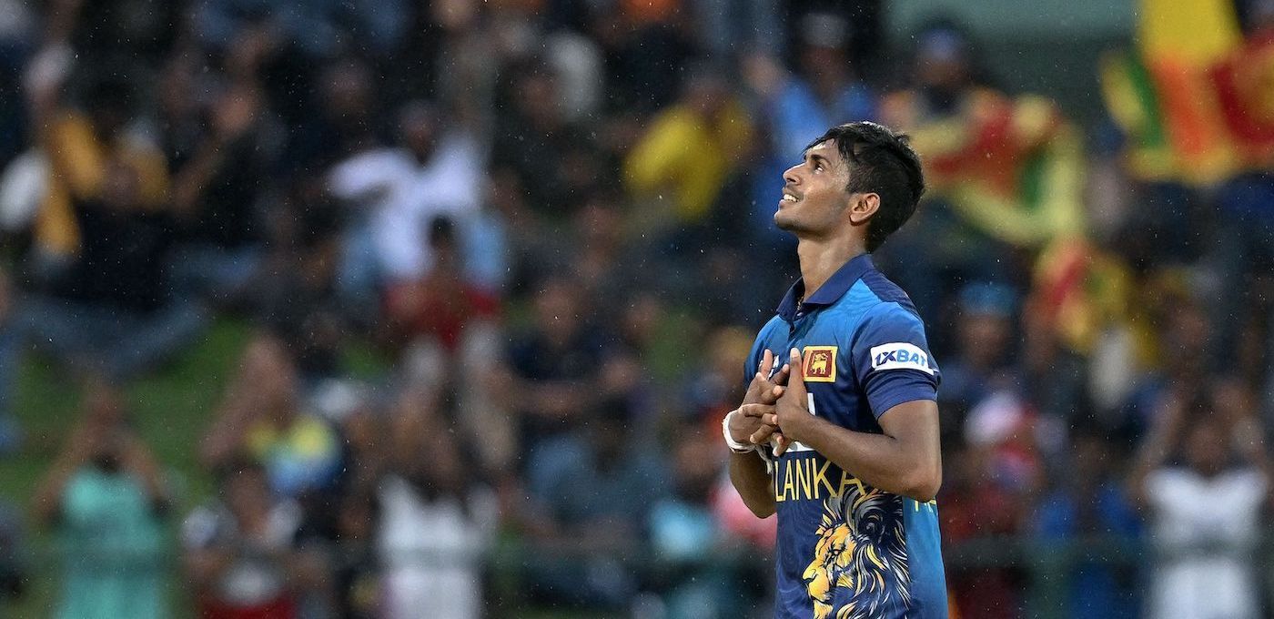 Matheesha Pathirana performs his trademark celebration | ESPNcricinfo.com