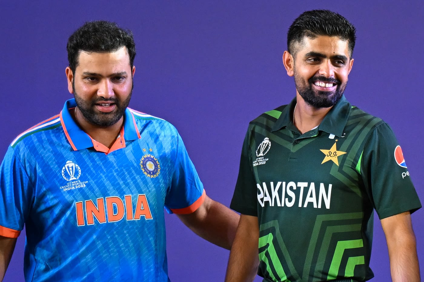 Rohit Sharma and Babar Azam at the captains' day event | ESPNcricinfo.com