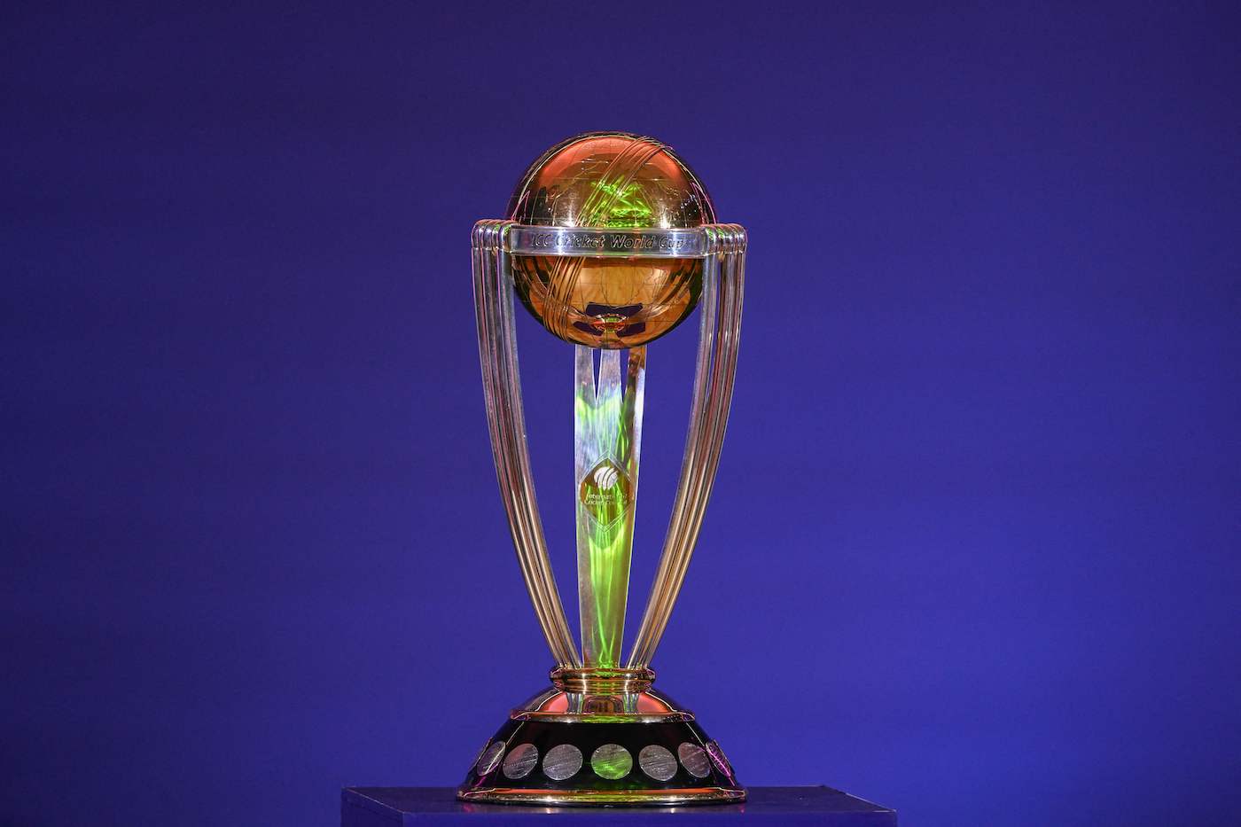 The World Cup trophy on display a day before the tournament opener ...