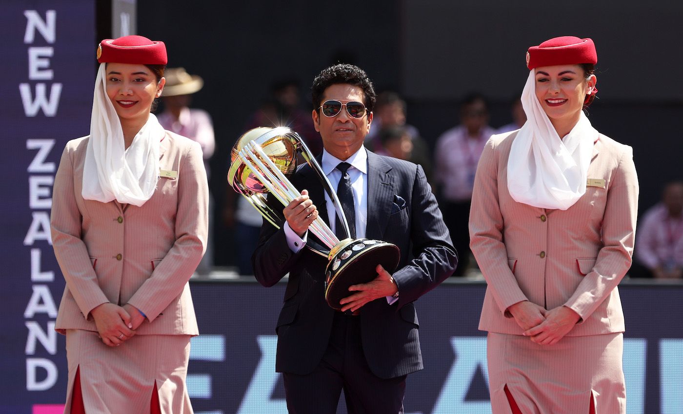 Sachin Tendulkar carries out the World Cup trophy | ESPNcricinfo.com