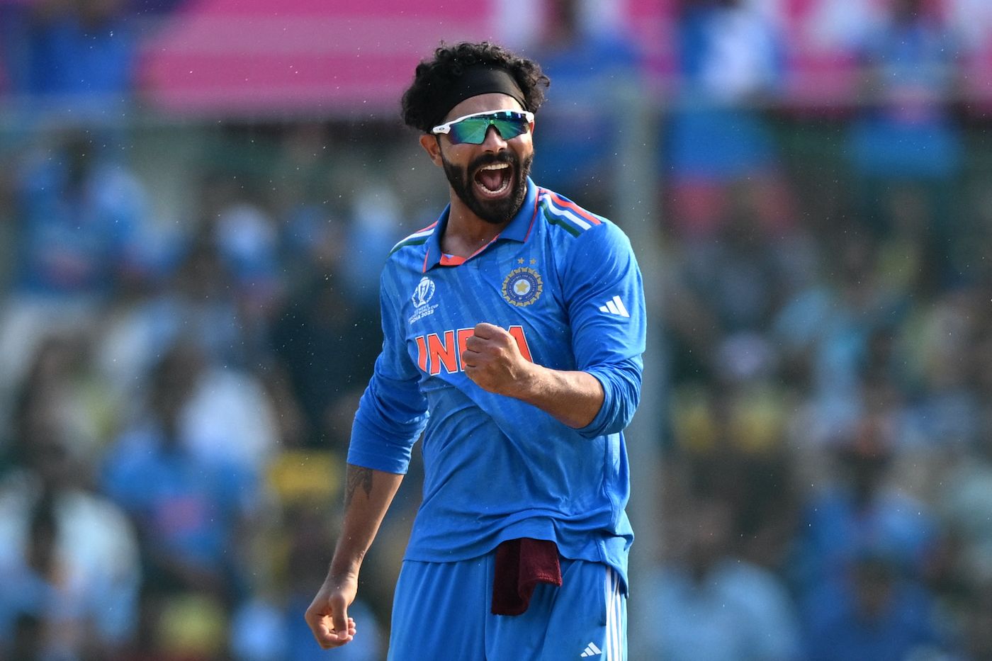 Ravindra Jadeja finished with 3 for 28 off his ten-over quota ...