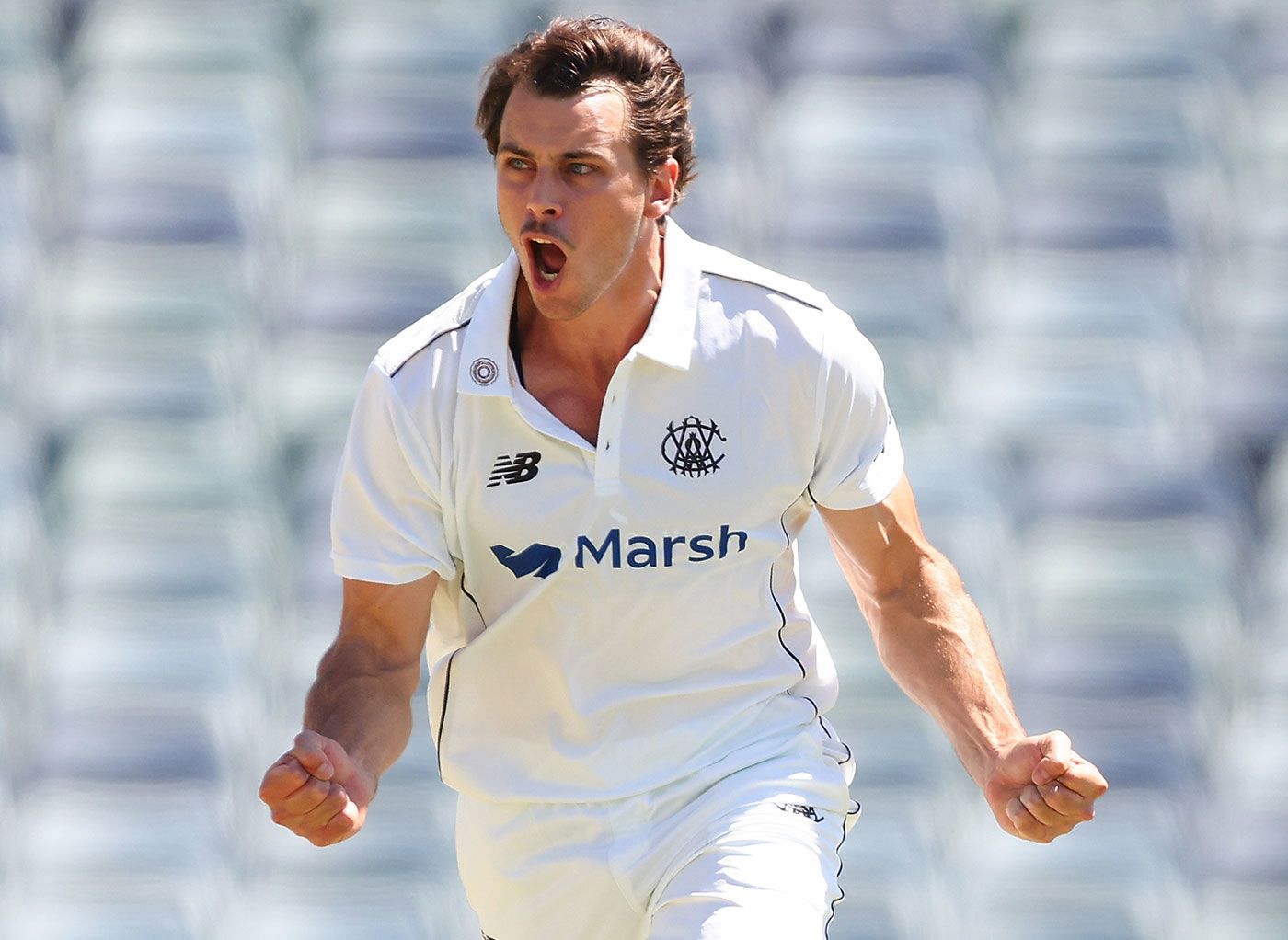 Lance Morris struck with his first ball of the season in Shield cricket ...