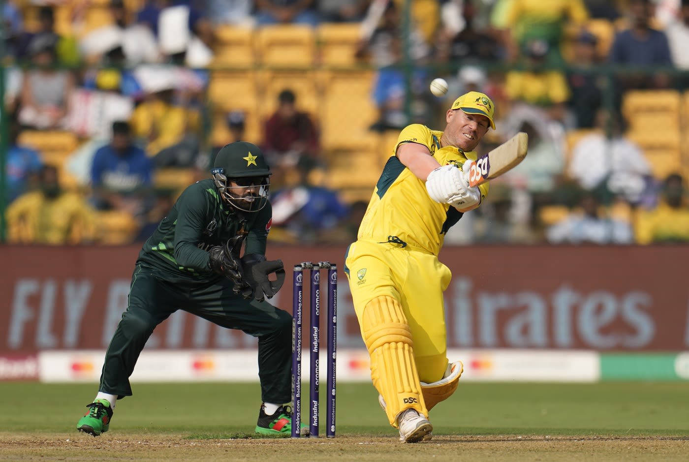 David Warner peppered midwicket against Usama Mir and Mohammad Nawaz ...