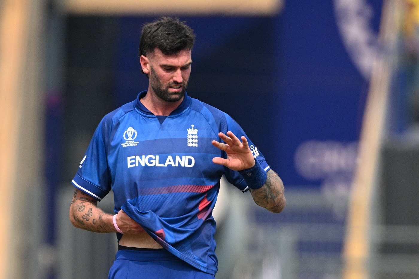 Reece Topley hurt his finger while fielding a ball in his follow ...