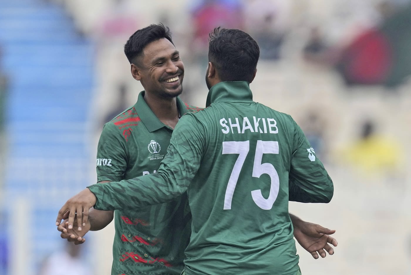 Mustafizur Rahman and Shakib Al Hasan celebrate after dismissing Wesley ...