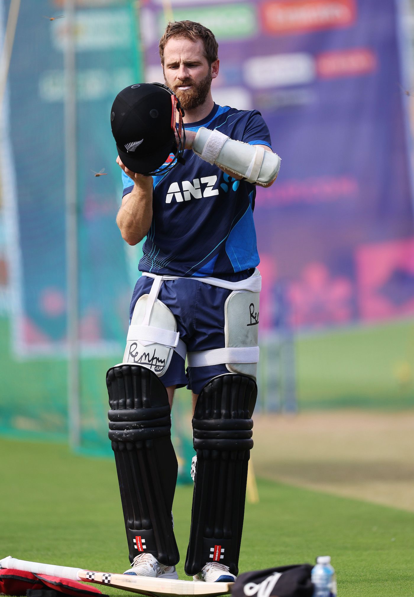 Kane Williamson pads up for a net session | ESPNcricinfo.com