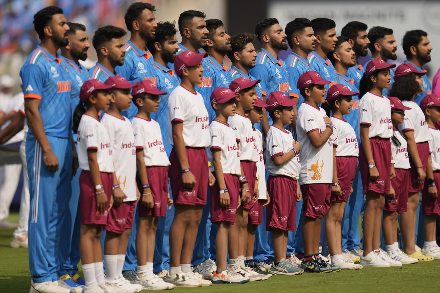 The Indian team lines up for the national anthem | ESPNcricinfo.com