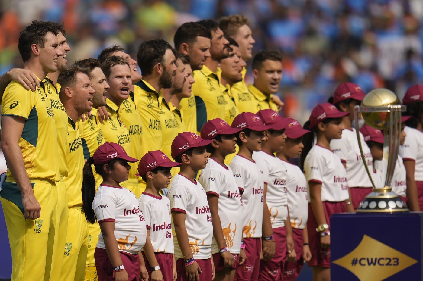 Australia line up for the national anthem | ESPNcricinfo.com