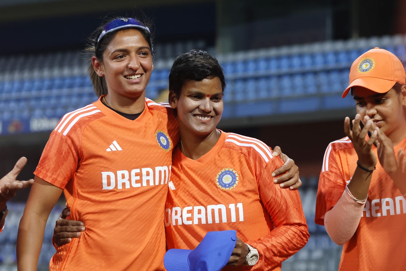 Harmanpreet Kaur presented Deepti Sharma a special cap for her 100th ...