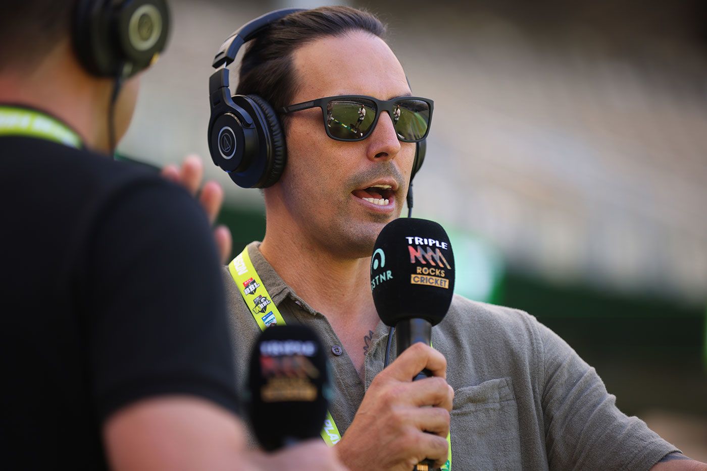 Mitchell Johnson worked as a broadcaster during the first Test ...