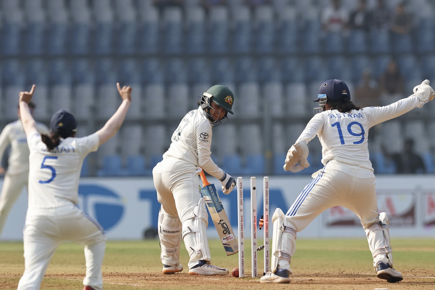 Alana King was cleaned up first ball by Sneh Rana | ESPNcricinfo.com