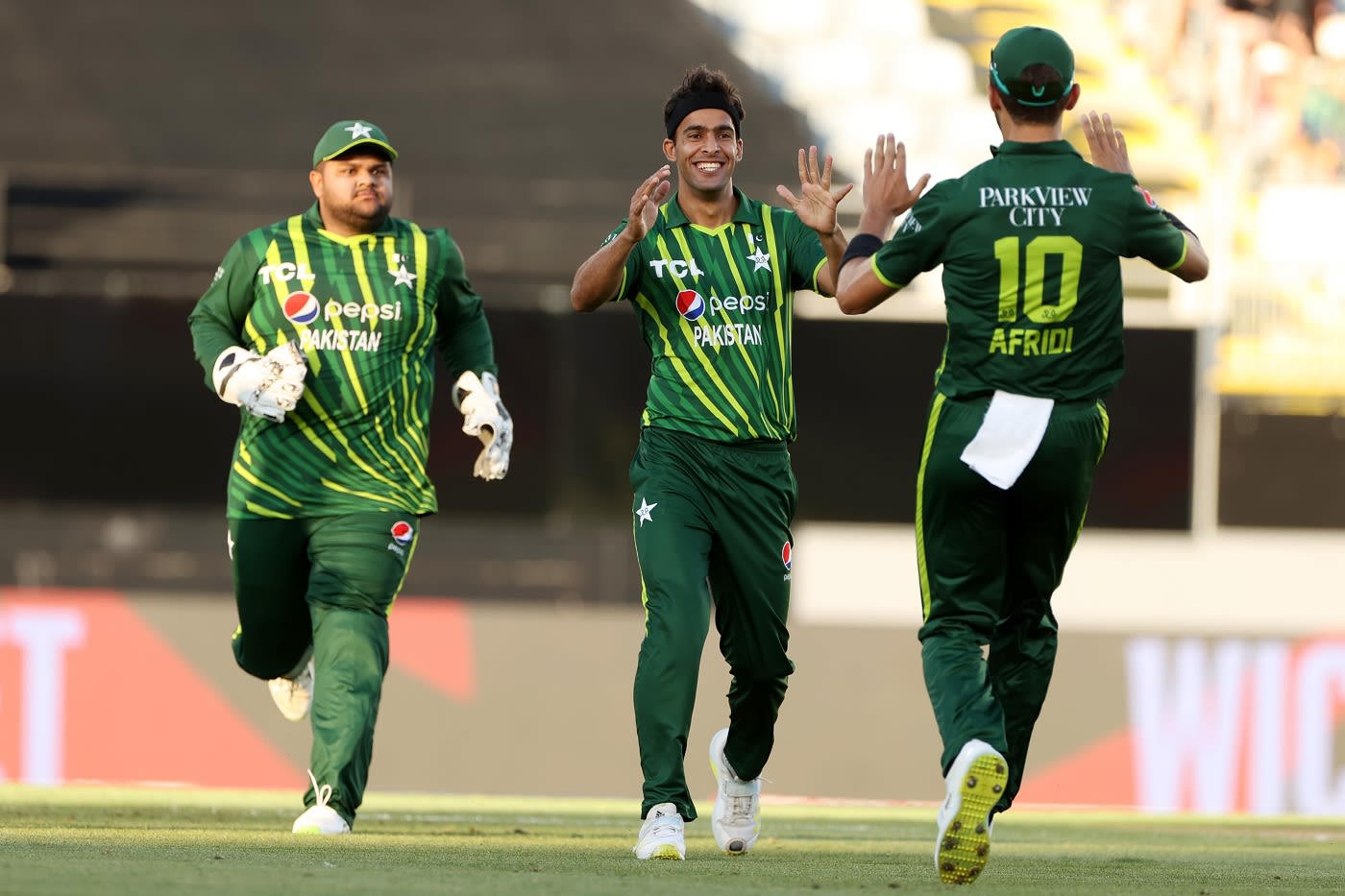 Abbas Afridi celebrates his first international wicket with Shaheen ...