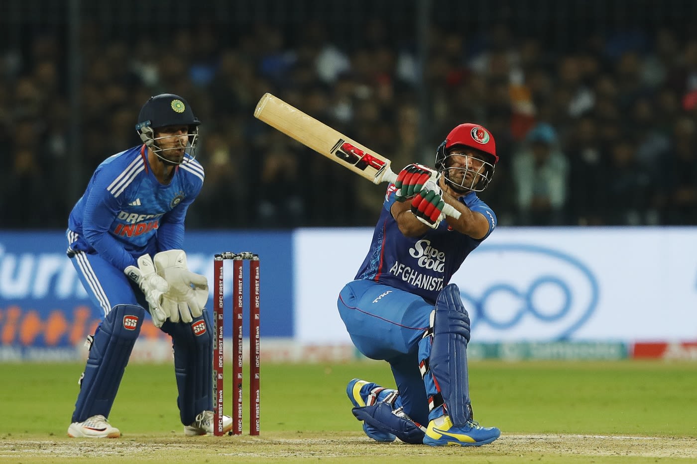 Najibullah Zadran hit a few boundaries in the death overs ...