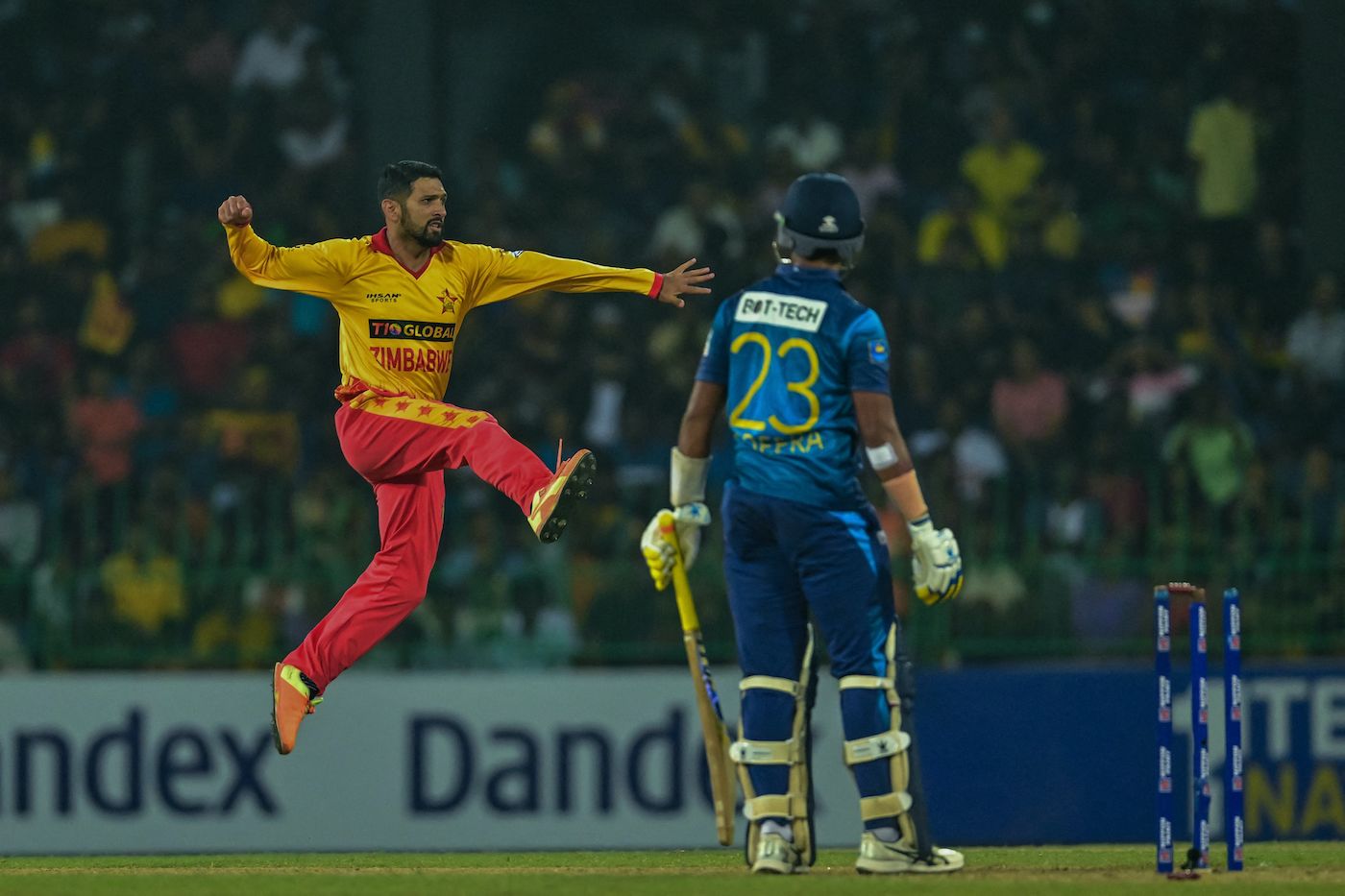 Sikandar Raza got Sadeera Samarawickrama with his first ball ...