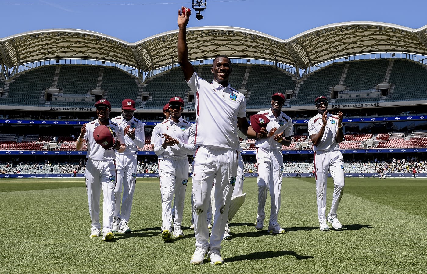 Shamar Joseph leads the team out after his maiden five-for ...