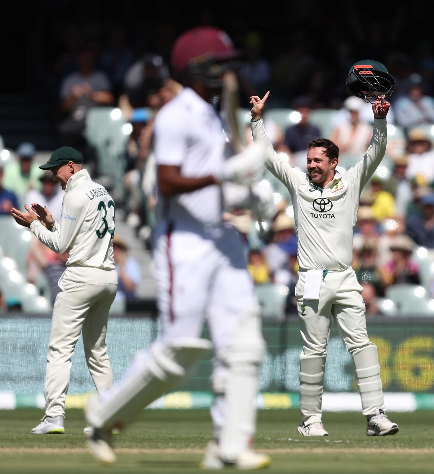 Travis Head pulled off a sharp catch at short leg to dismiss Kraigg ...