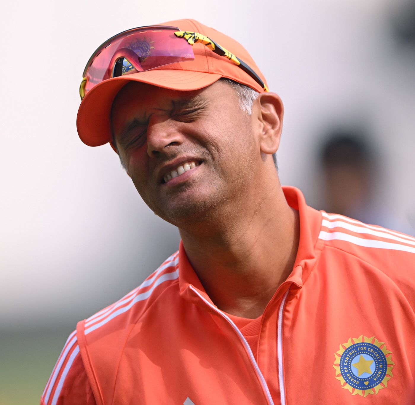 Rahul Dravid caught mid-smile or grimace on the eve of the first Test ...