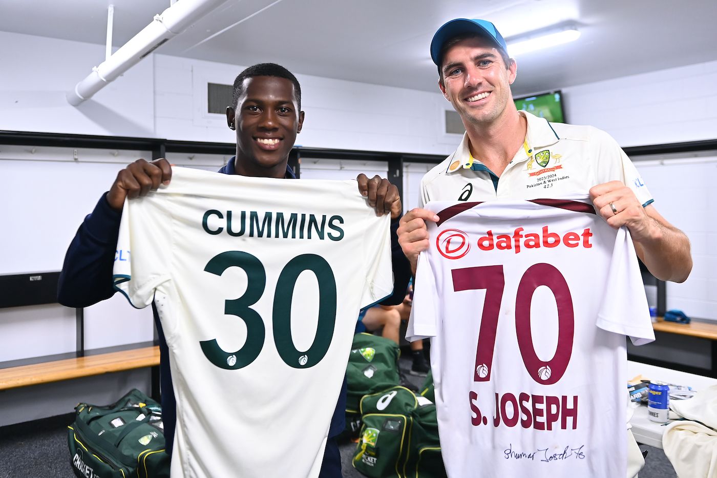 Shamar Joseph and Pat Cummins exchanged jerseys after the Test ...
