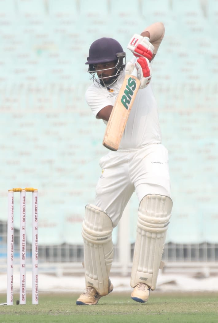Prasad Pawar punches the ball on the off side | ESPNcricinfo.com Prasad Pawar punches the ball on the off side | ESPNcricinfo.com