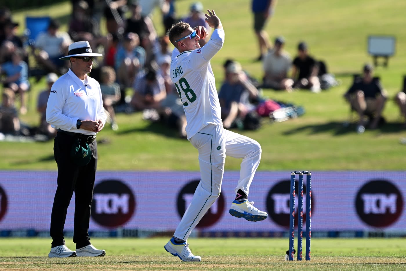 Neil Brand in action with his left-arm spin | ESPNcricinfo.com
