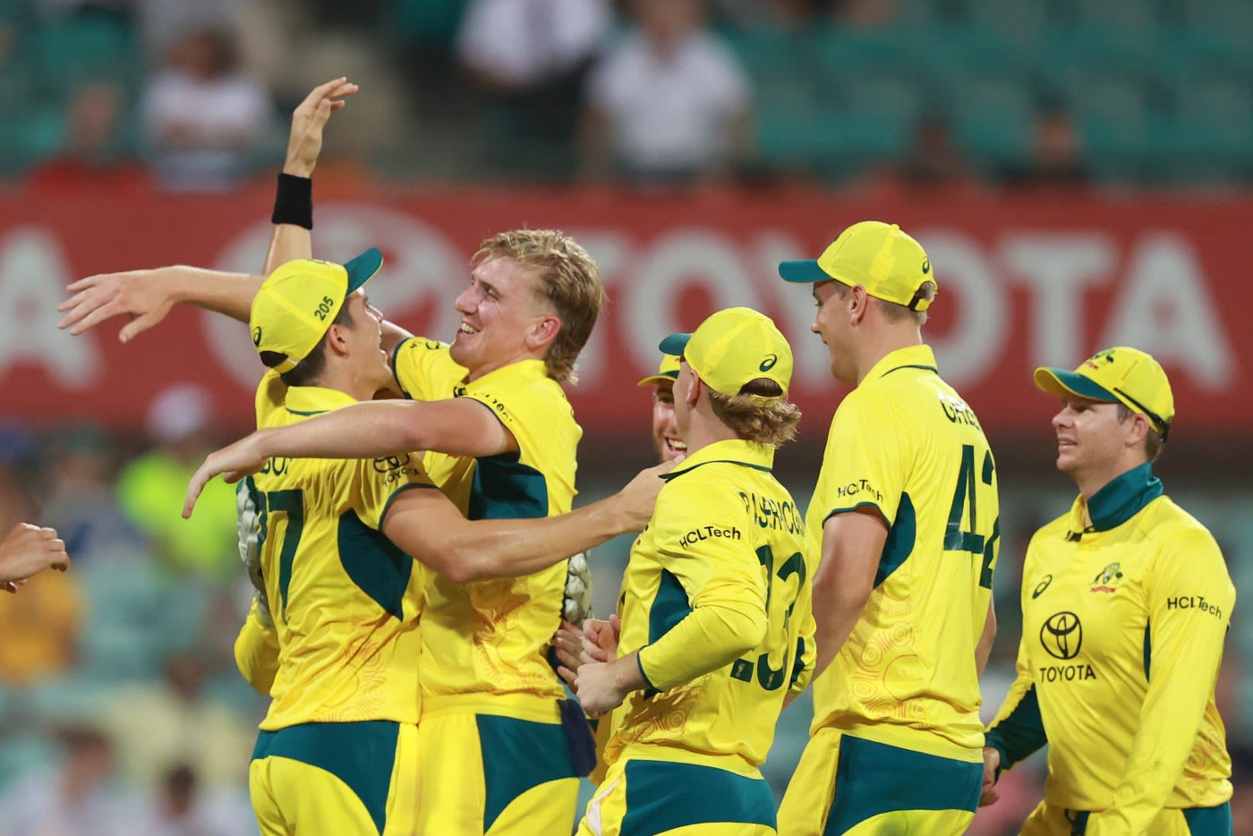 Will Sutherland celebrates his first international wicket ...