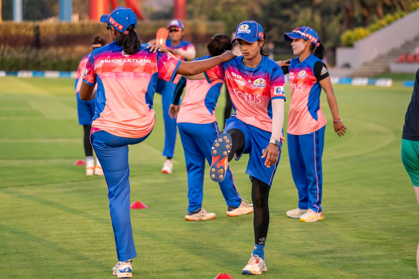 A new batch of Mumbai Indians players came together for a practice ...