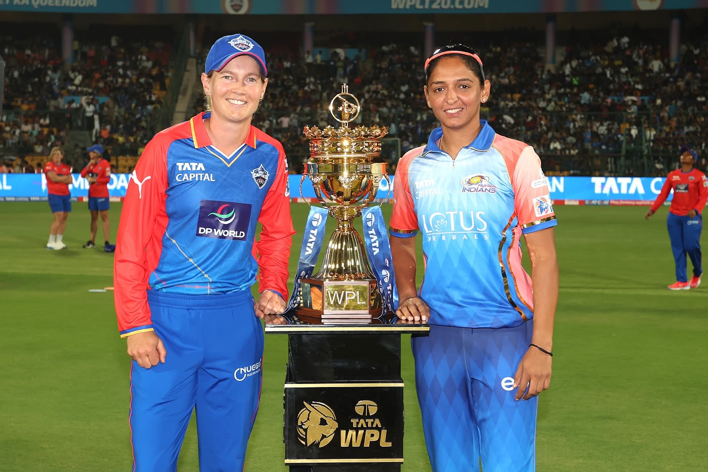 Captains Meg Lanning and Harmanpreet Kaur with the WPL trophy | ESPNcricinfo.com