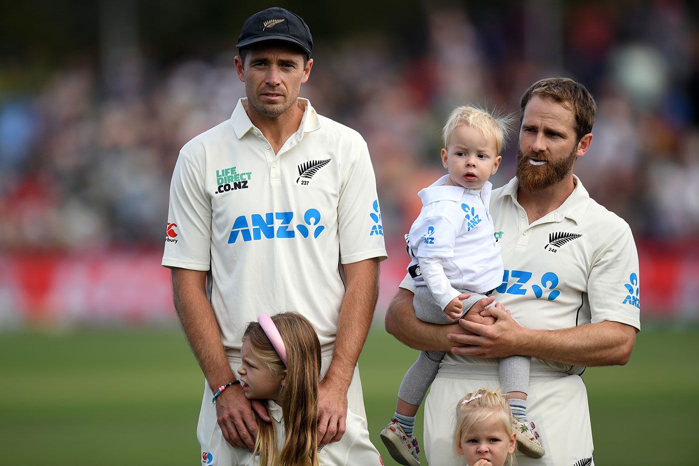 Tim Southee and Kane Williamson with their children ahead of their ...