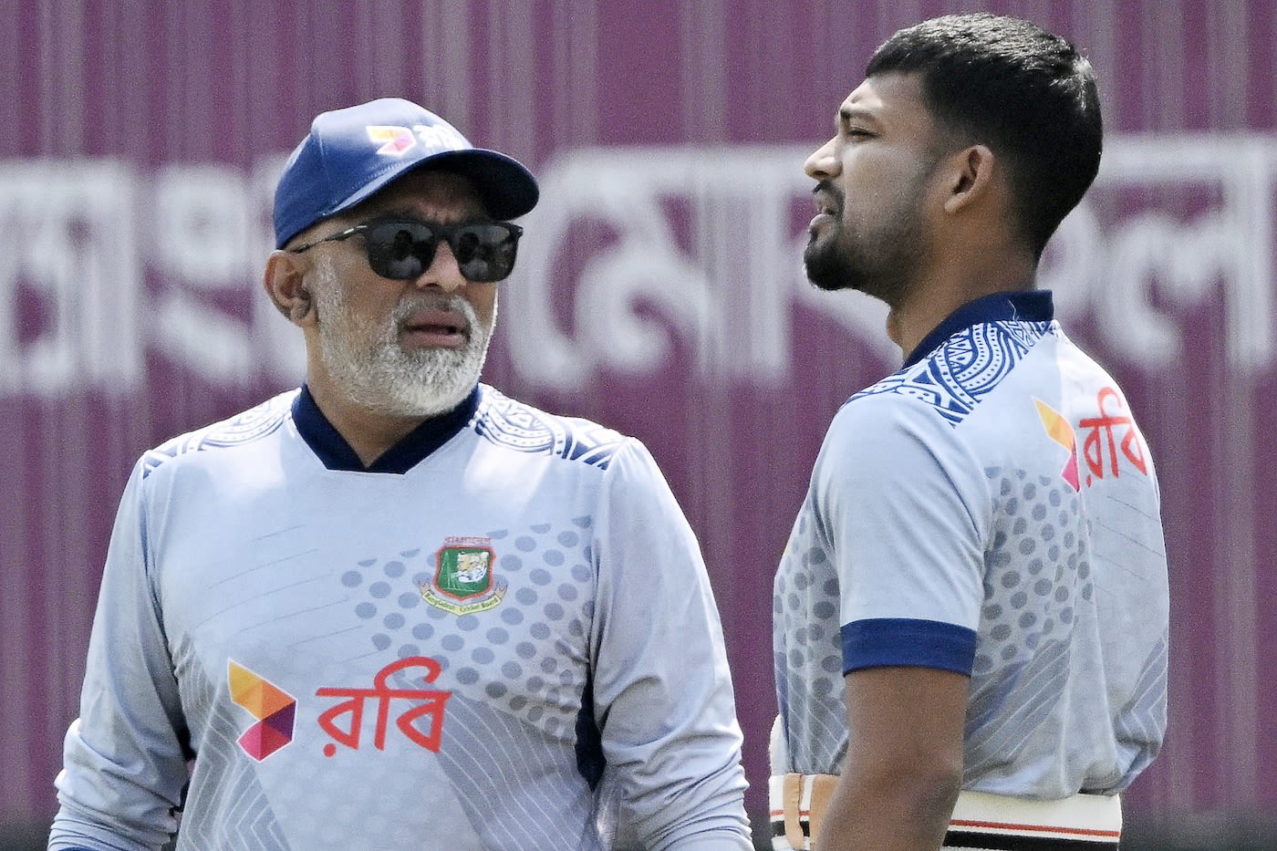 Chandika Hathurusinghe and Najmul Hossain Shanto work out their plans ...