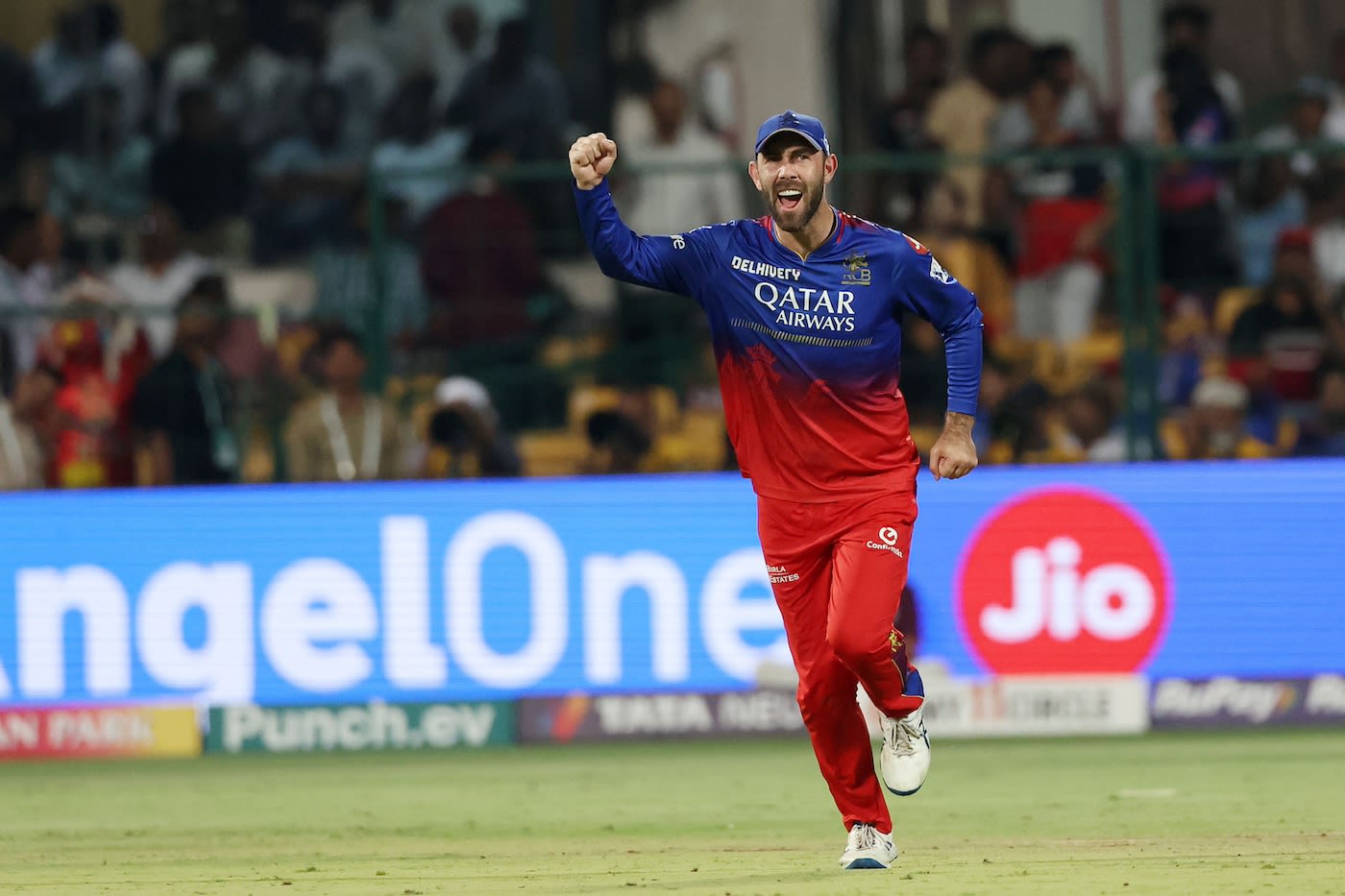 Glenn Maxwell celebrates after Alzarri Joseph sent back Liam ...