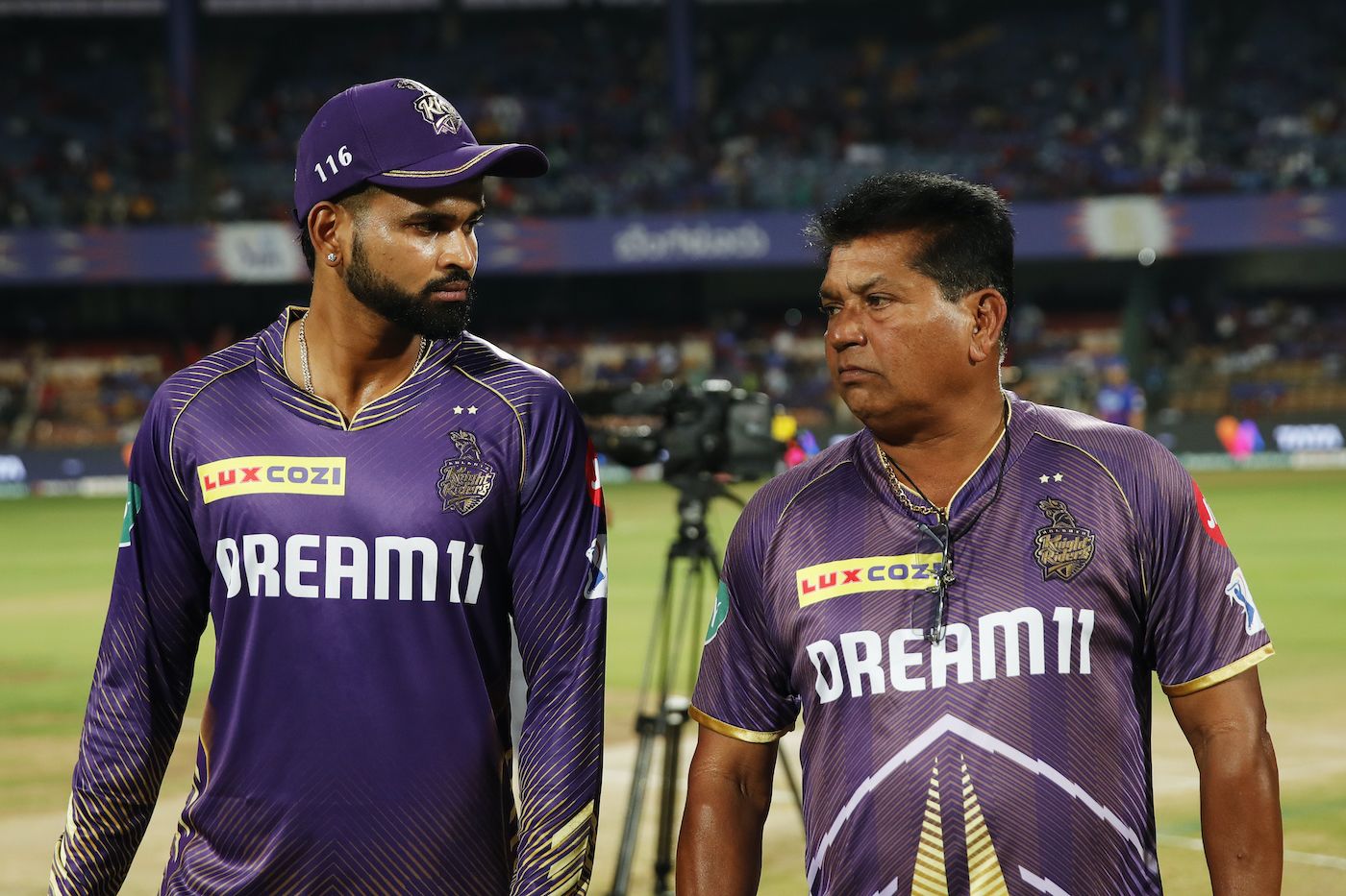 Shreyas Iyer, KKR captain, chats to coach Chandrakant Pandit ...