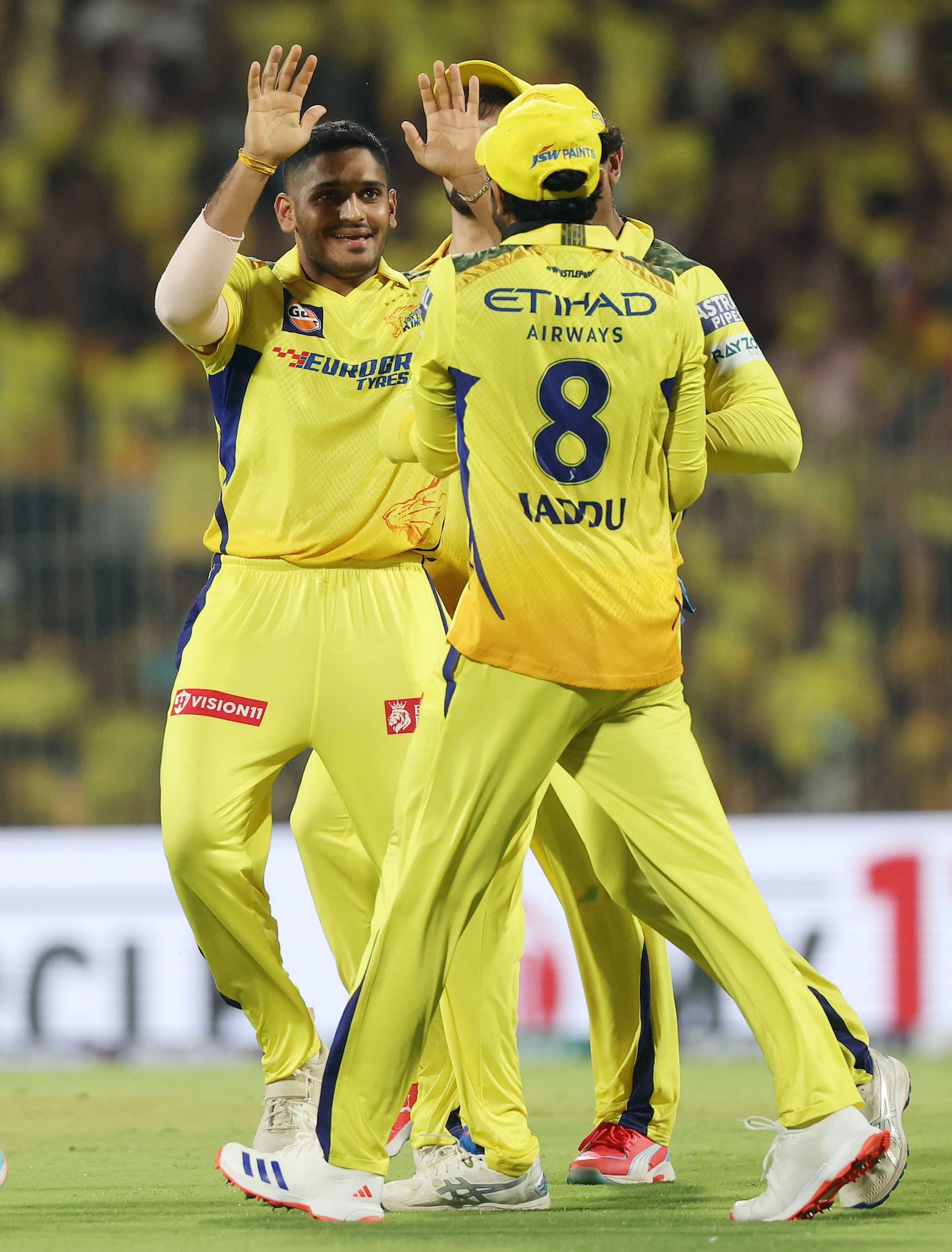 Tushar Deshpande struck first ball, with a lot of help from Ravindra Jadeja at backward point ...