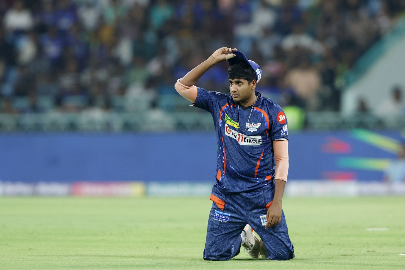 Yash Thakur missed a couple of chances at short third in the 14th over ...