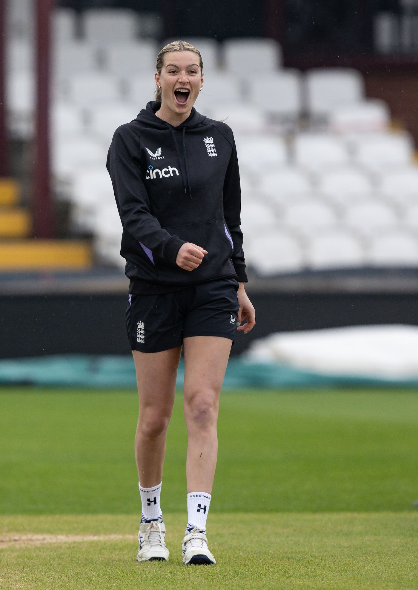 Lauren Bell was up and about while training in Northampton ...