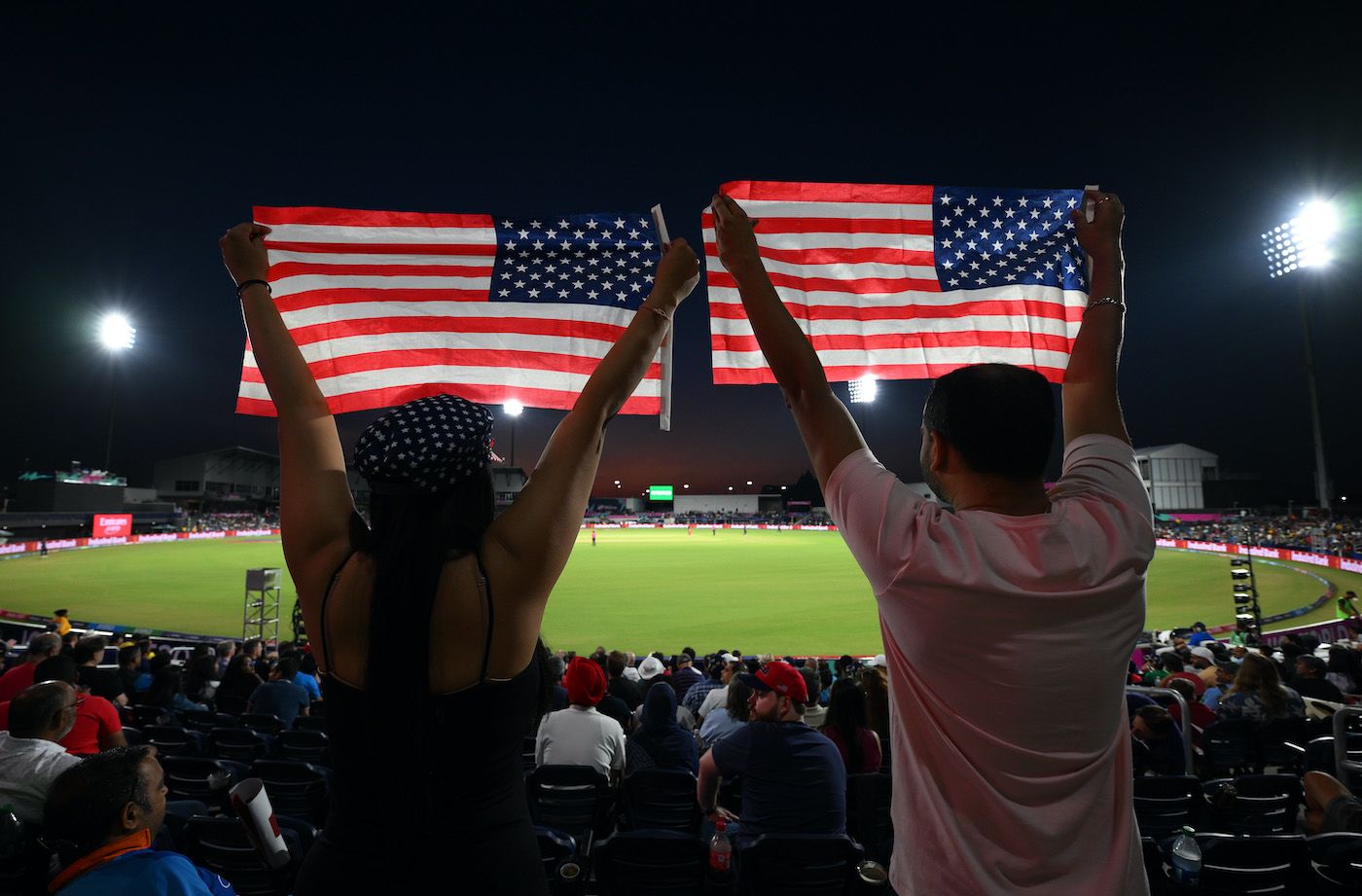 USA fans cheer their team with flags | ESPNcricinfo.com