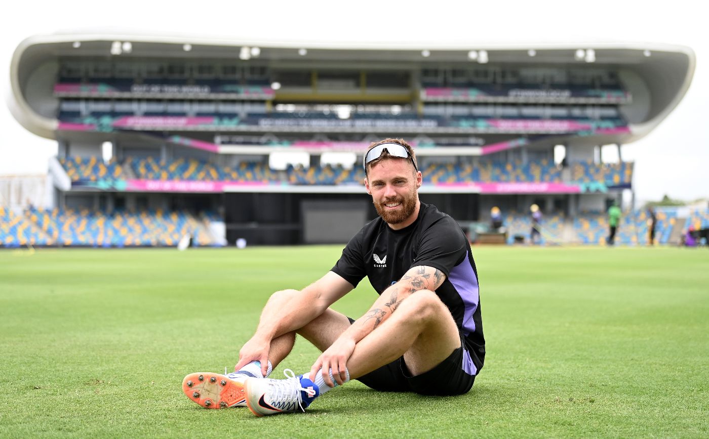 Phil Salt poses on the outfield at Bridgetown, where he watched the ...