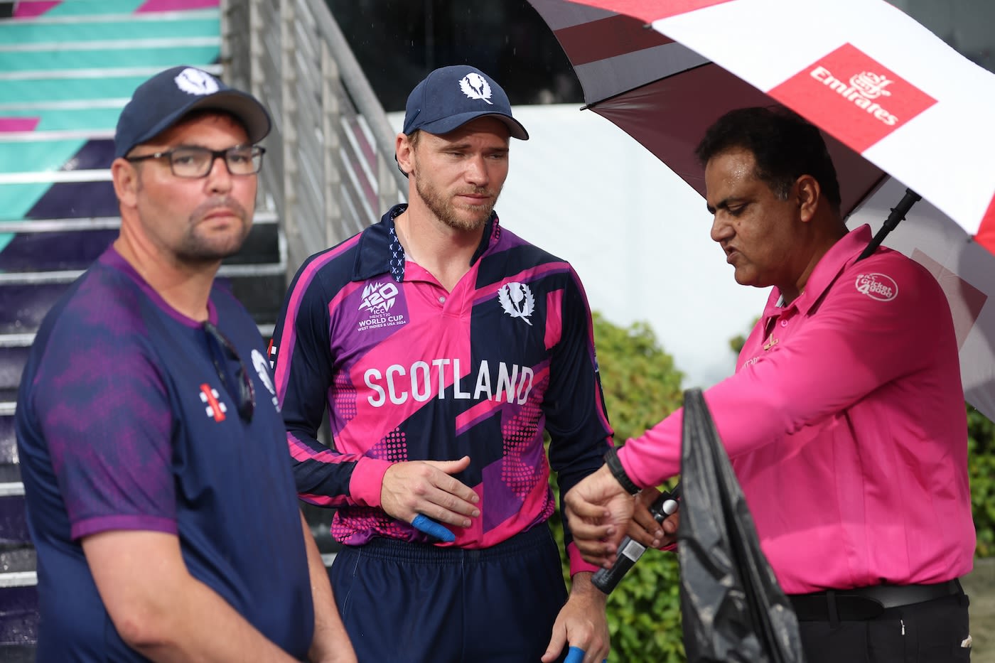 Scotland captain Richie Berrington enquires about the cut-off time ...