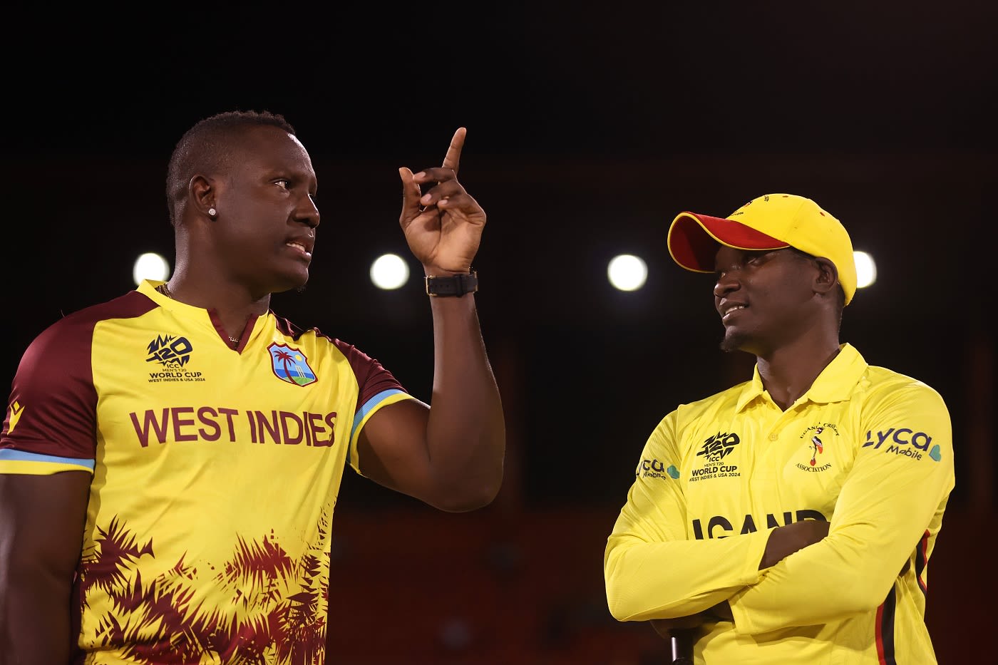 Captains Rovman Powell and Brian Masaba chat at the toss | ESPNcricinfo.com