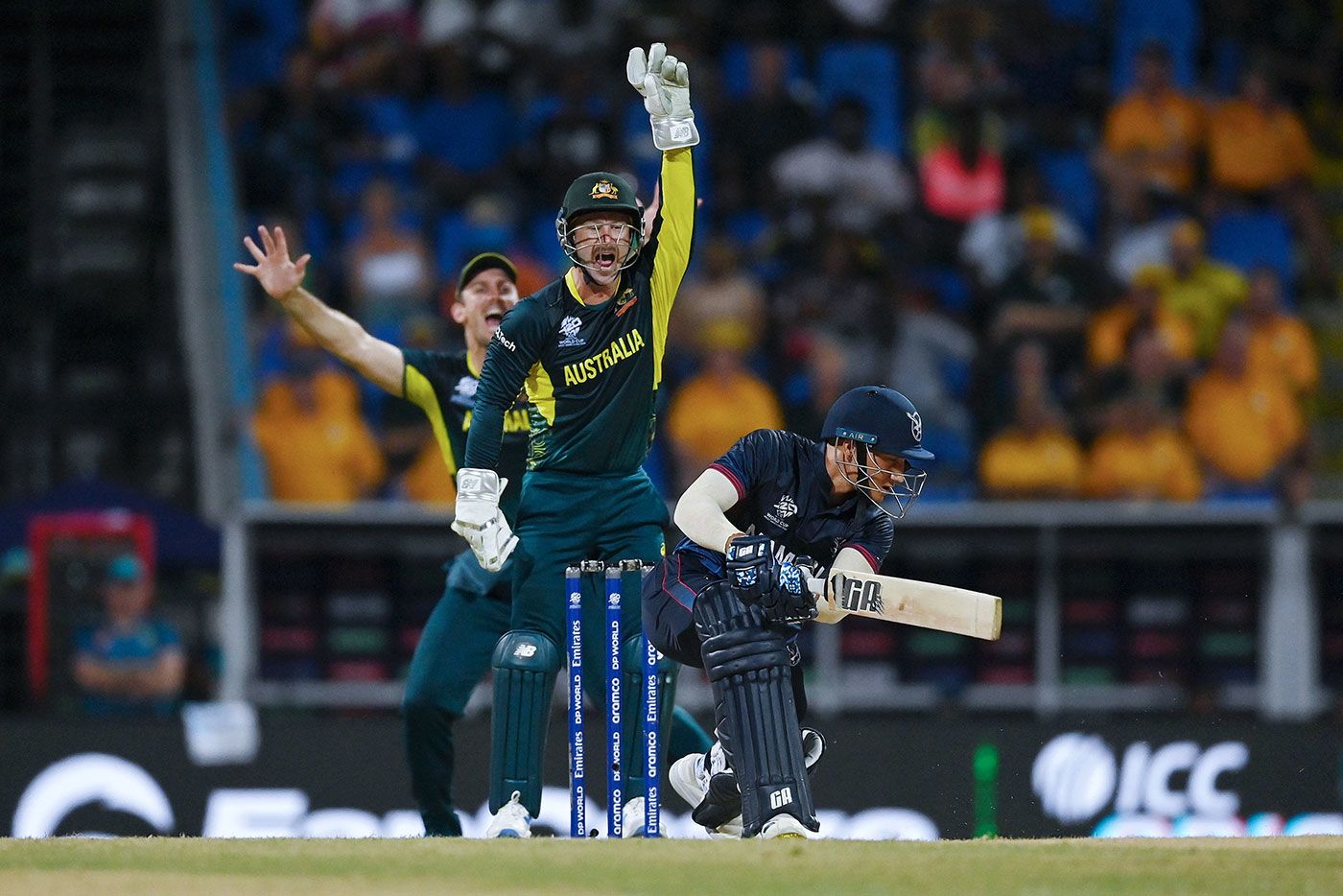 Australia appeal successfully for the wicket of Zane Green ...