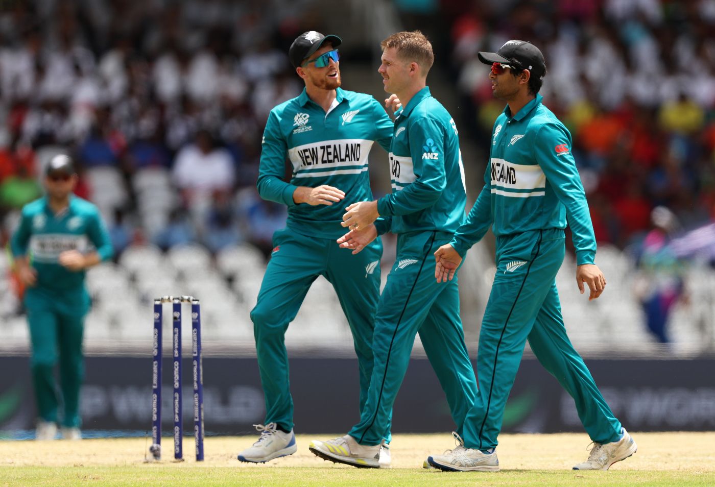 New Zealand get together after Lockie Ferguson strikes first ball ...