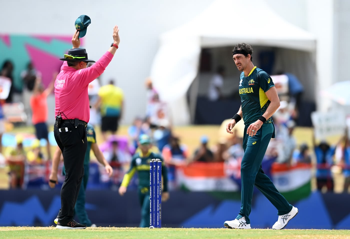 Mitchell Starc was taken for 29 runs in one over by Rohit Sharma ...