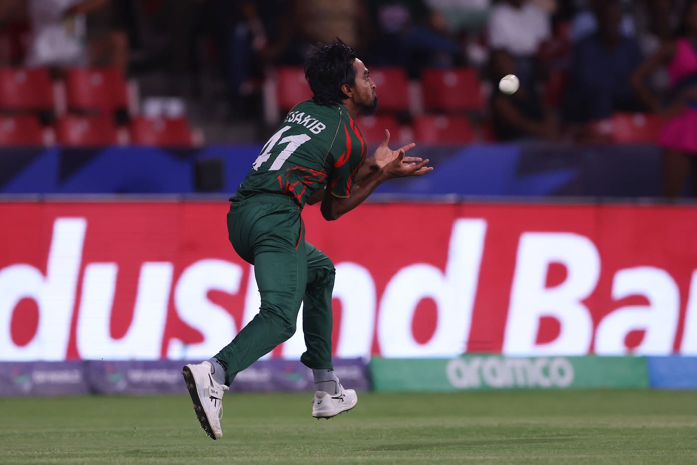 Tanzim Hasan Sakib got under a catch to dismiss Ibrahim Zadran ...