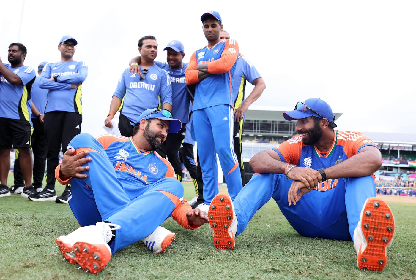 The captain and his man of the World Cup - Rohit Sharma and Jasprit Bumrah share a moment ...