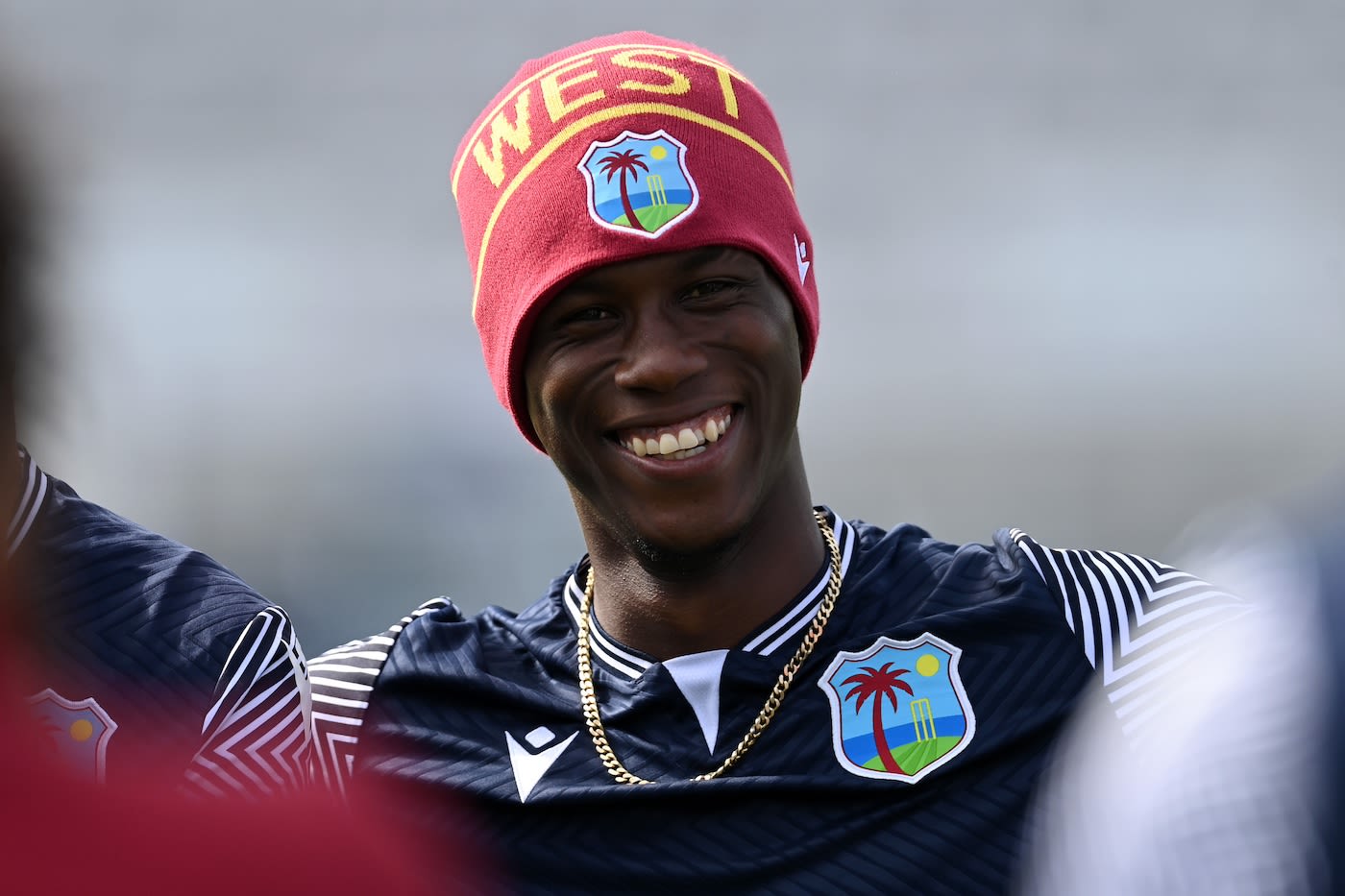 Shamar Joseph has a laugh at West Indies' training session ahead of the ...